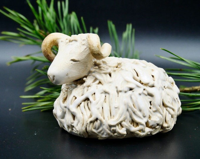 Vintage Ceramic Spaghetti Sheep Figurine - Studio Pottery Ram - Signed ...