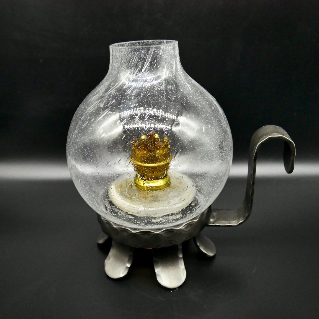 Vintage Swedish Pewter Oil Lamp – Handcrafted Kerosene Lantern With ...