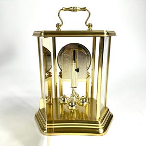 Vintage Hermle Germany Quartz Anniversary Clock Large Carriage Clock ...