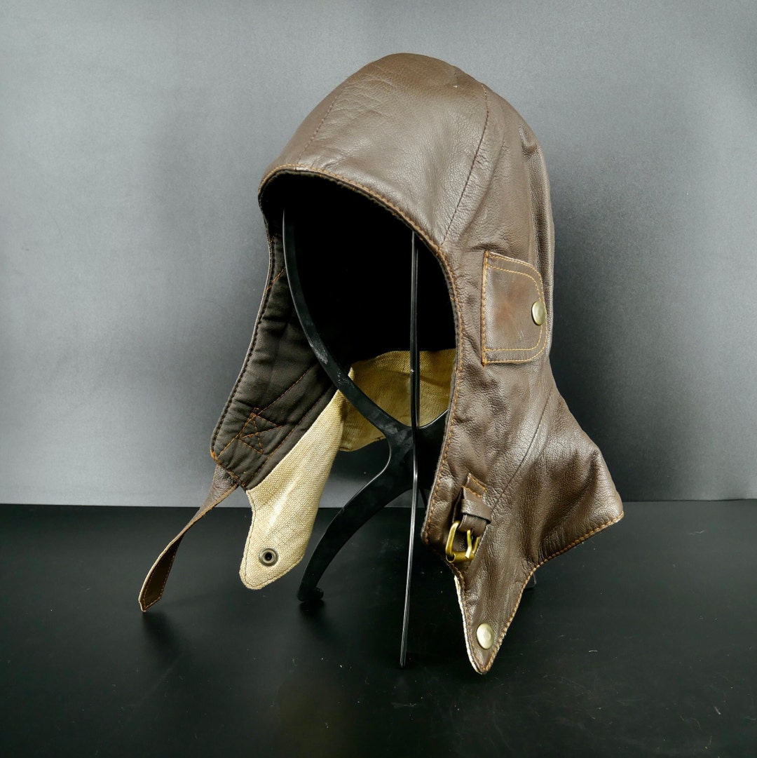 Vintage Leather Aviator Flying Helmet, Motorcycle Helmet, Retro ...