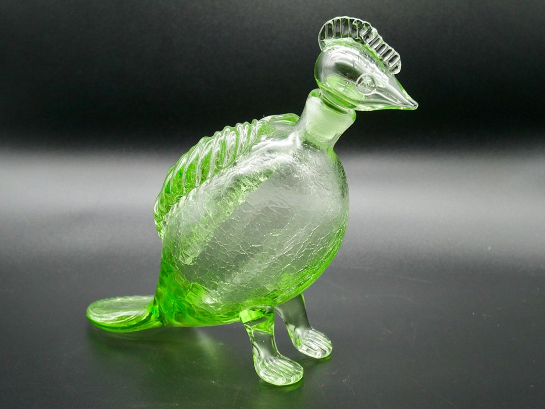 Green Mid-century Crackle Glass Bird Decanter Blenko Art - Etsy