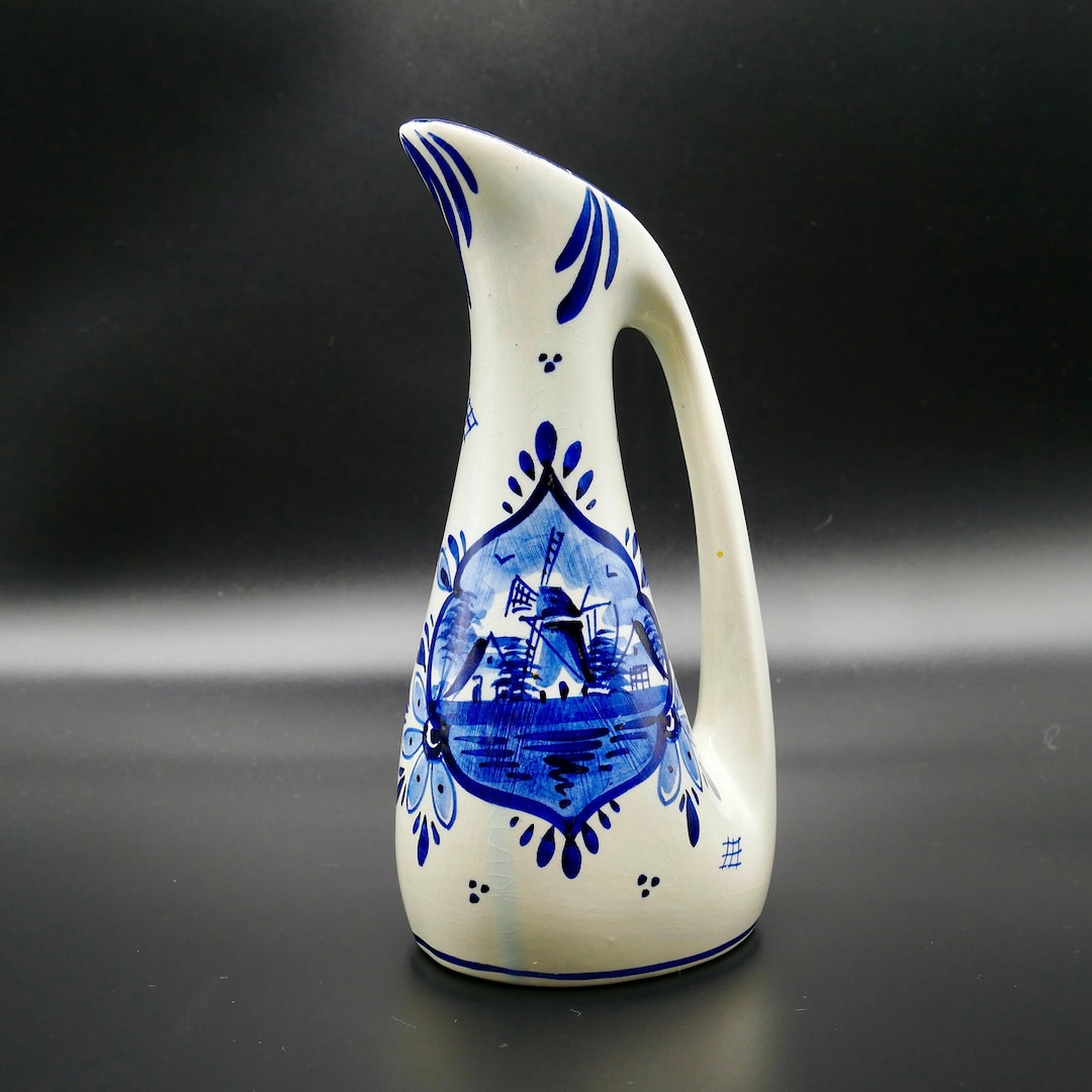 Vintage Dutch Delft Blue Ceramic Jug - Delft Blue Bottle Pottery ...