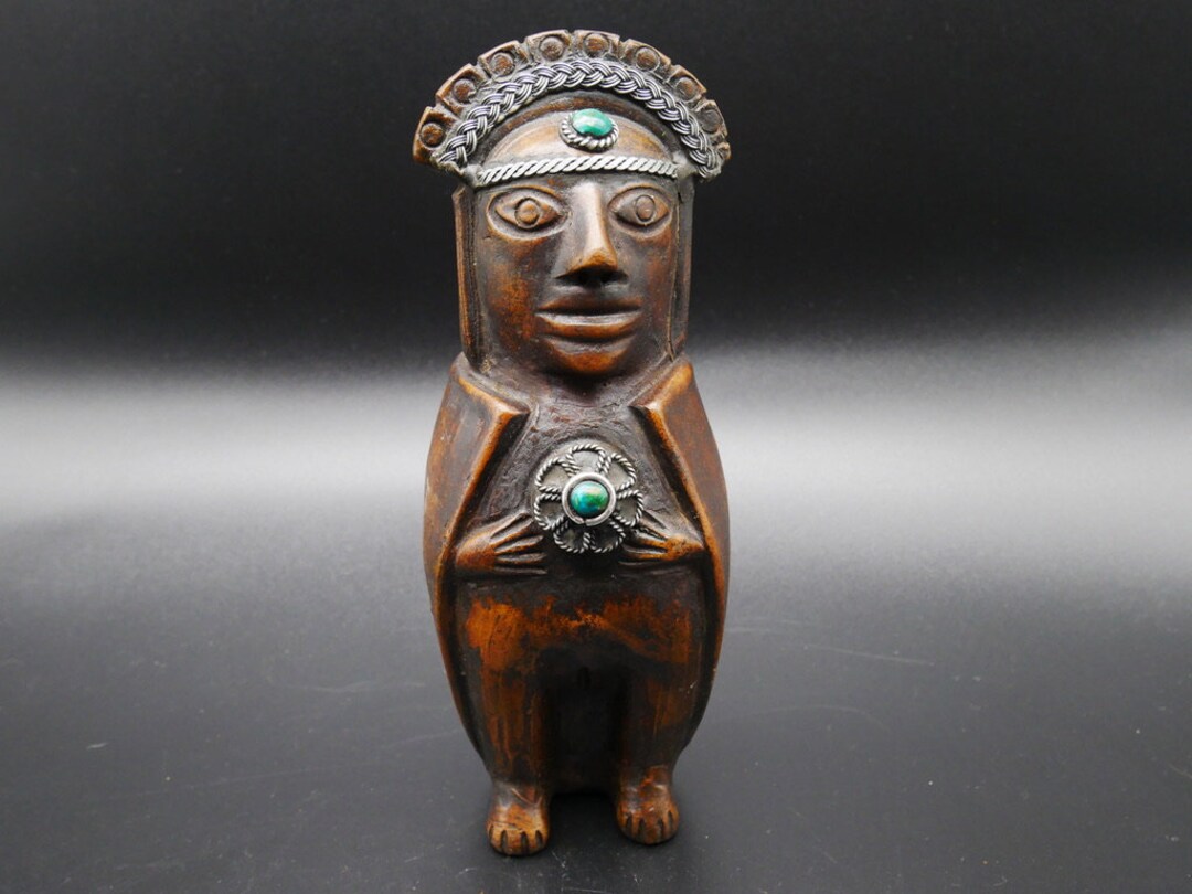 Mid Century Inka/mayan Folk Art Ceramic Figurine - Tiki Character With ...