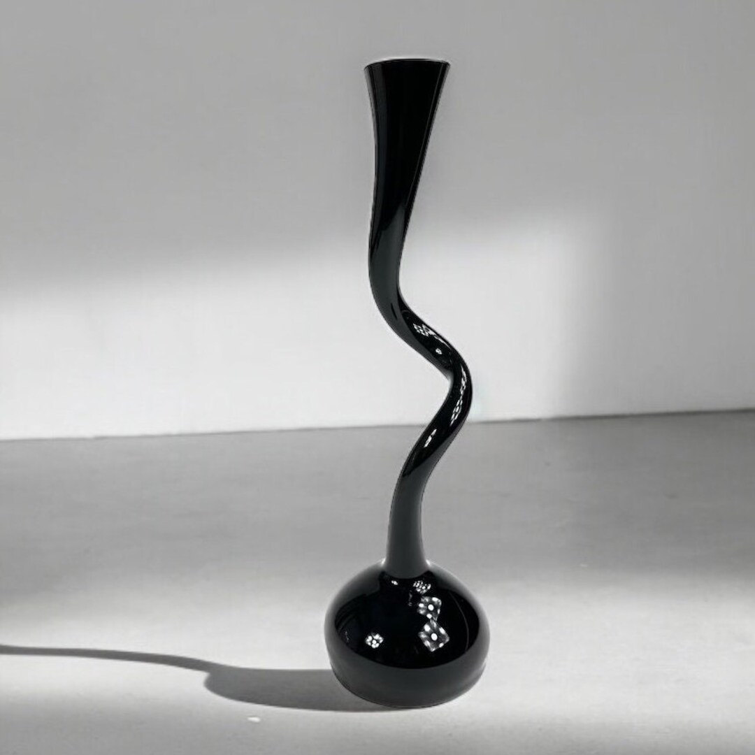 Minimalist Black Glass Swing Vase, Scandinavian Art, Made in Denmark by ...