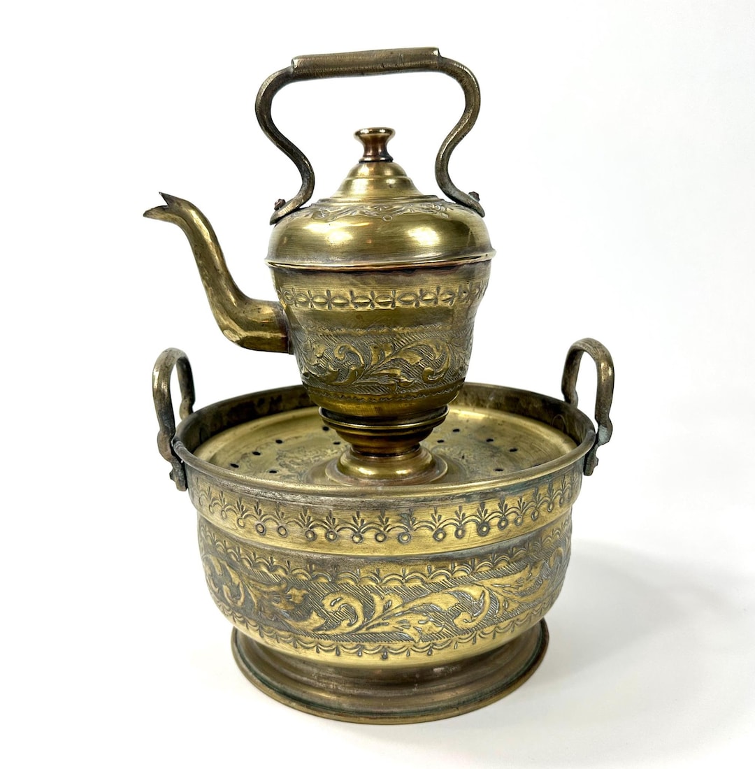 Vintage Moroccan Brass Hammam Hand Washing Set | Antique Etched Basin ...