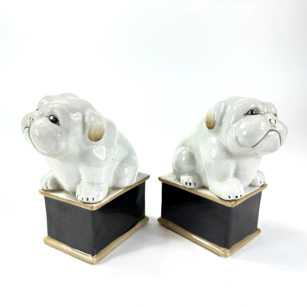 Vintage Ceramic Bulldog Figurines – Hand-painted Bulldog Sculptures, C ...