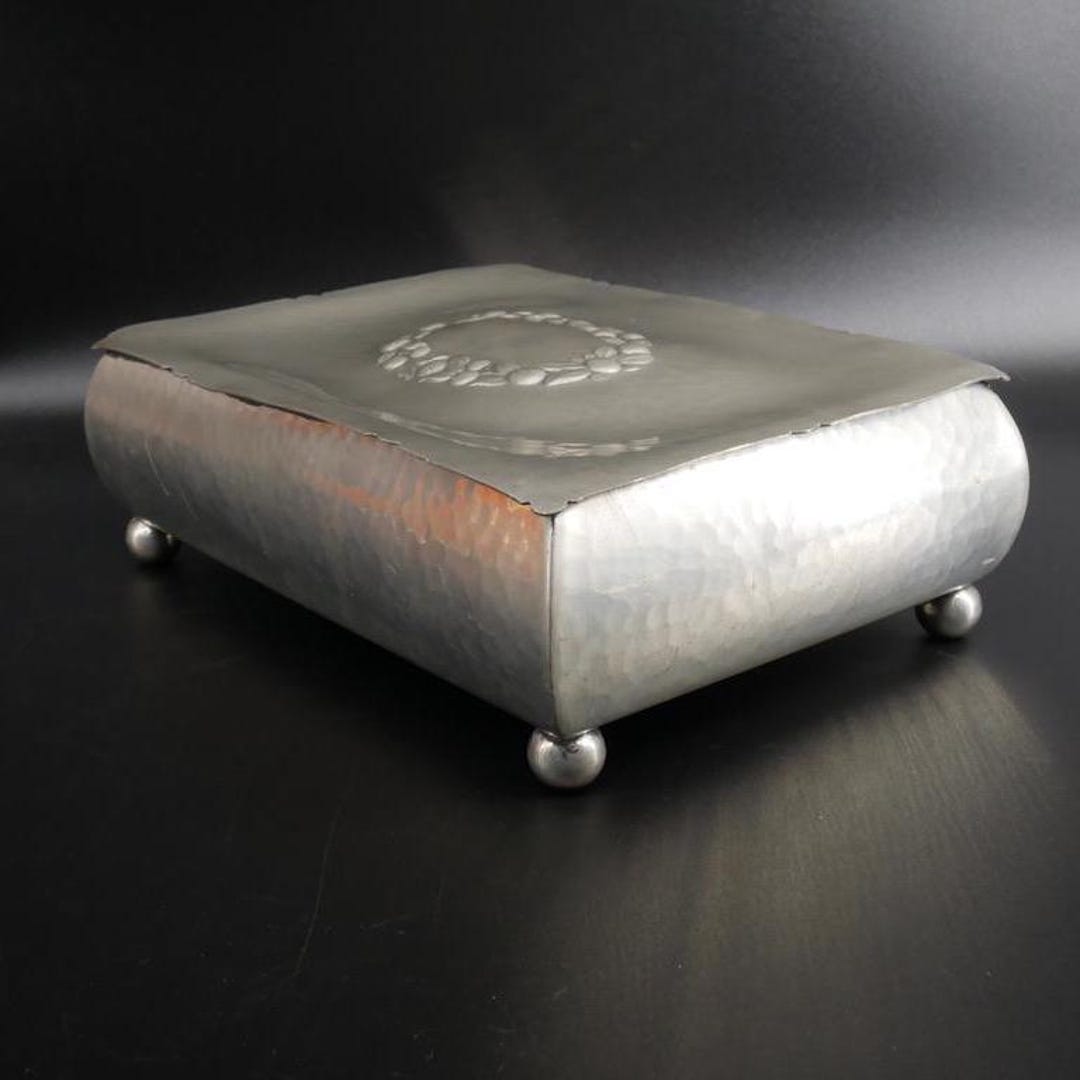 Vintage Pewter Trinket Box With Garland Decoration 1940s Rectangular ...