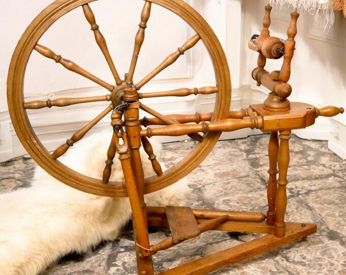 19th Century Norwegian Wood Spinning Wheel – Antique Rustic Home Decor ...