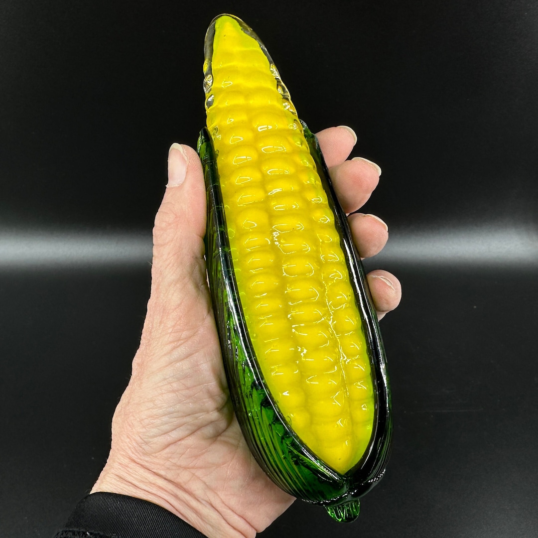 Vintage Glass Large Yellow Corn on the Cob With Leaf Hand-blown Fruit ...