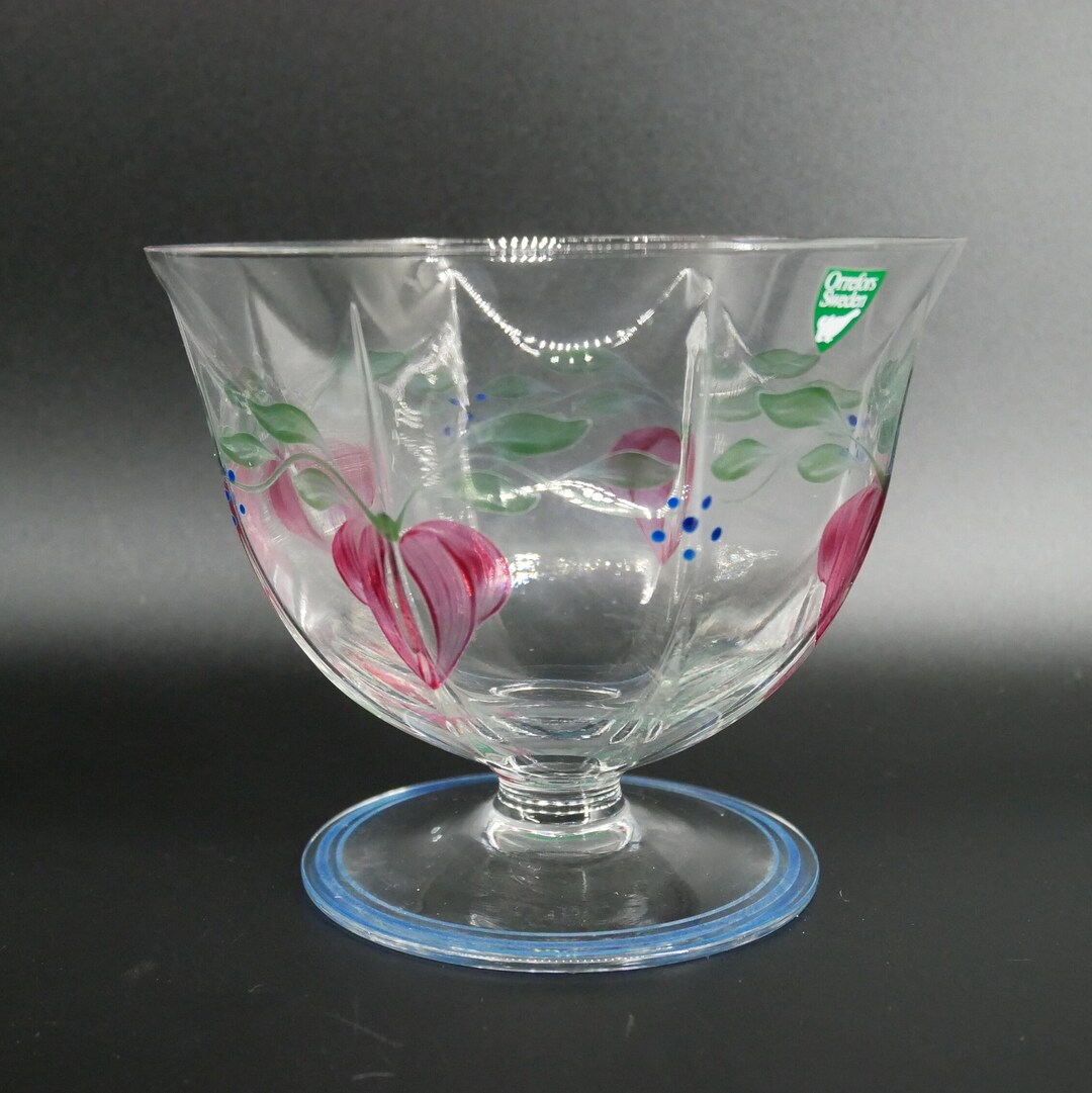 Vintage Orrefors Art Glass Bowl Linnaea Pattern With Label - Etsy