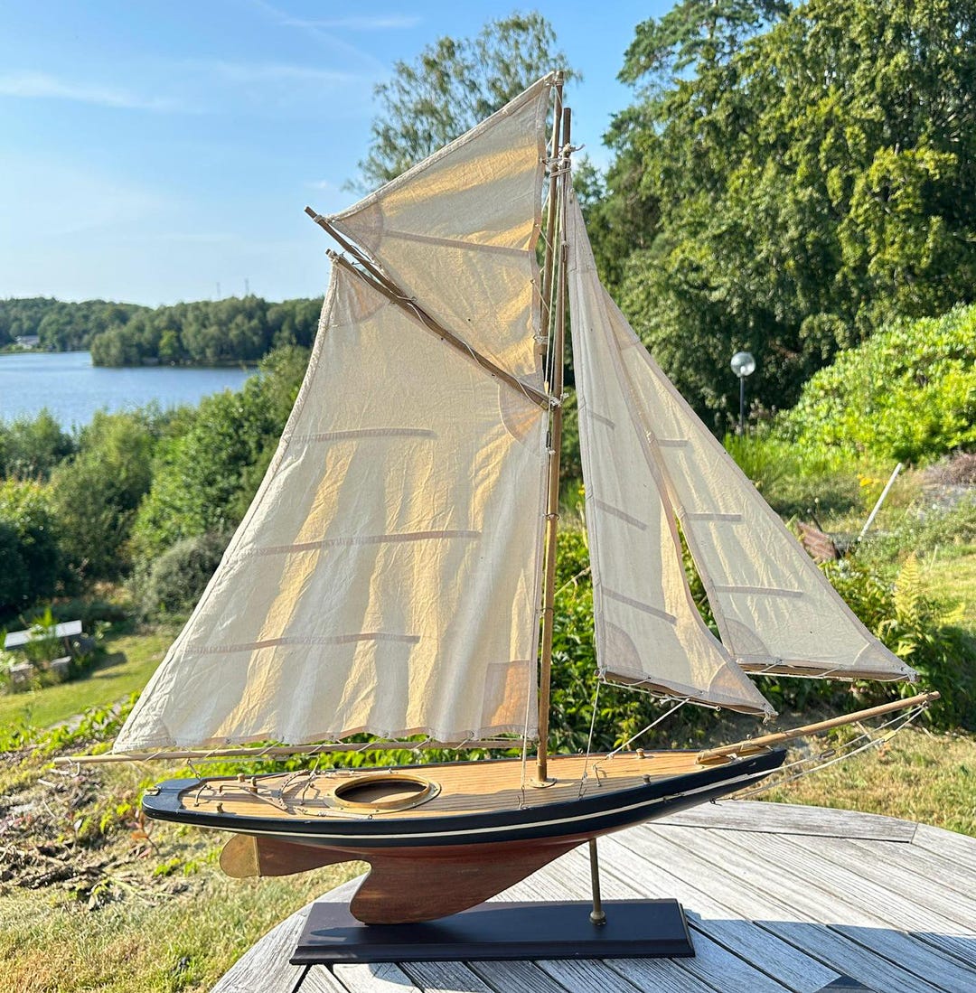 Vintage Wooden Sailboat 90 Cm 35.5 Inches Wooden Model Sailing Yachts ...