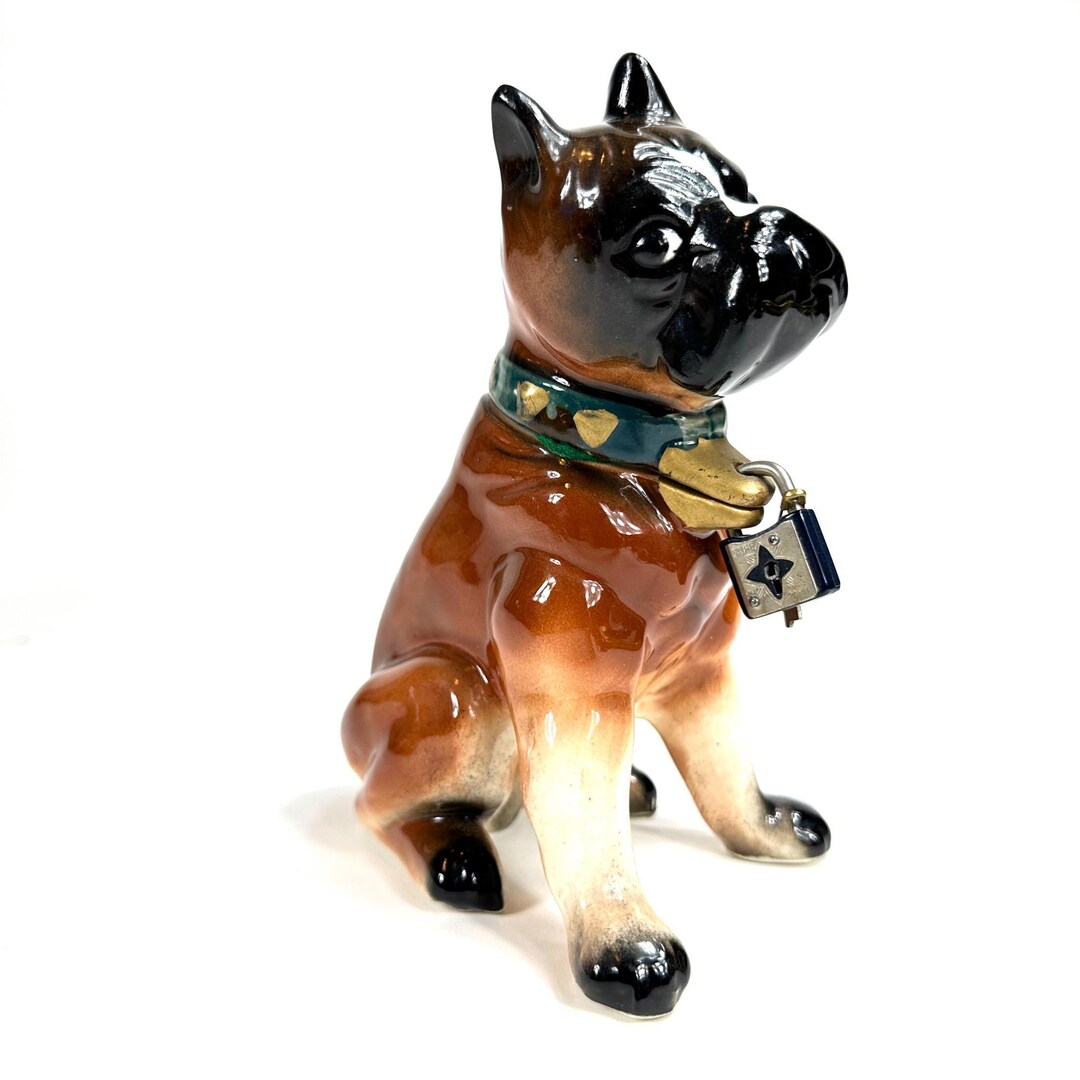 Vintage Ceramic Boxer Dog Money Bank – 1950s Kreiss Japan, With ...