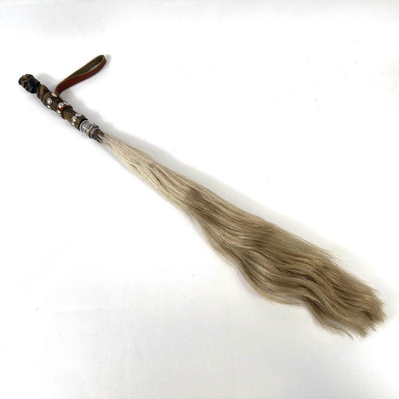 African Horsehair Fly Whisk – Carved Wood Handle, Tribal Decor, 57 Cm ...