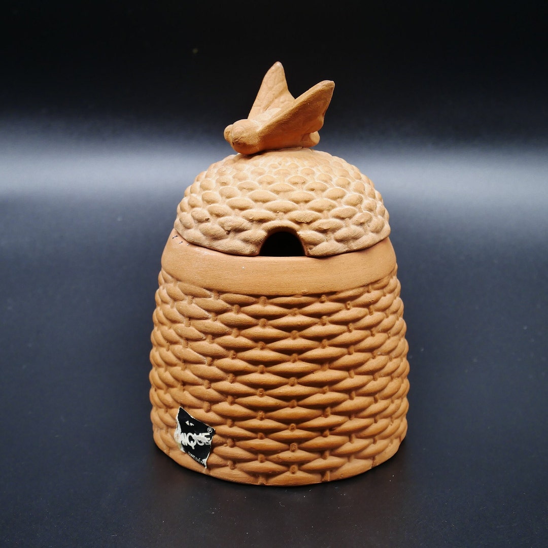 Terracotta Pottery Honey Comb Bee Hive Lidded Honey Pot Condiment Jar ...