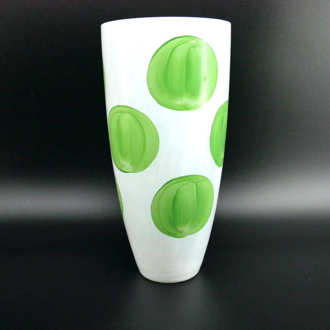 Vintage Glass Vase by Britten Paag | Steninge Castle White & Green Art ...
