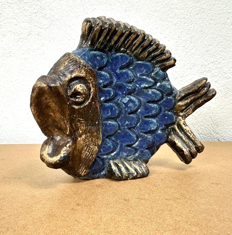 Vintage Fish Figurine Sculpture by Willy Fischer – Mid-century Swedish ...