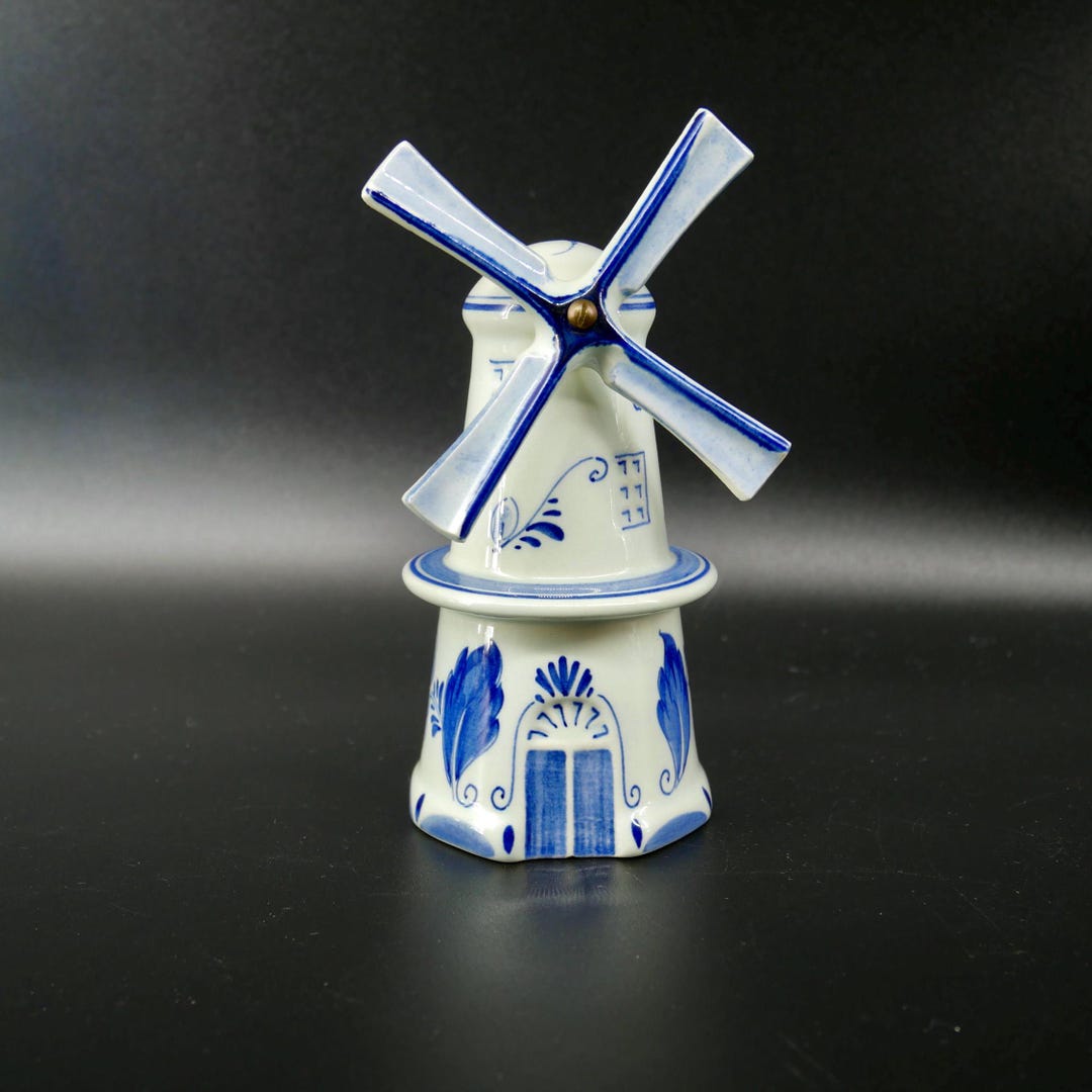 Vintage Mid-century Delft Blue Windmill Figurine Dutch Delft Souvenir ...