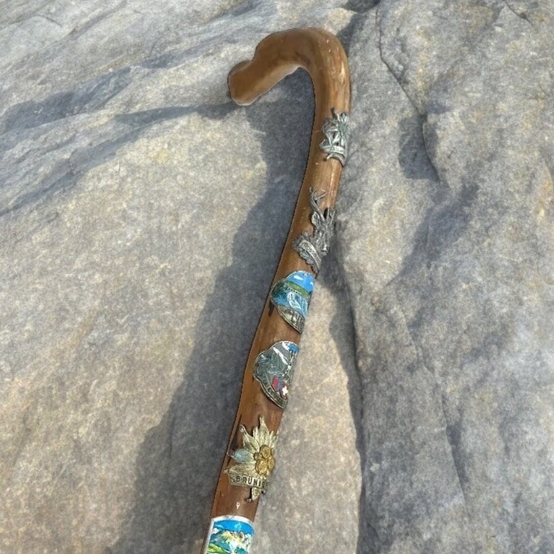 Vintage Antique German Hiking Stick 6 Badges Walking Cane 37” - Etsy
