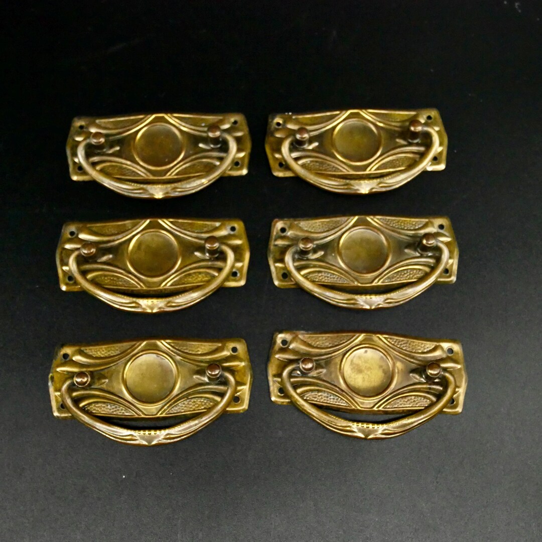 Vintage Ornate Brass Drawer Pulls – Arts and Crafts Style, Vintage ...