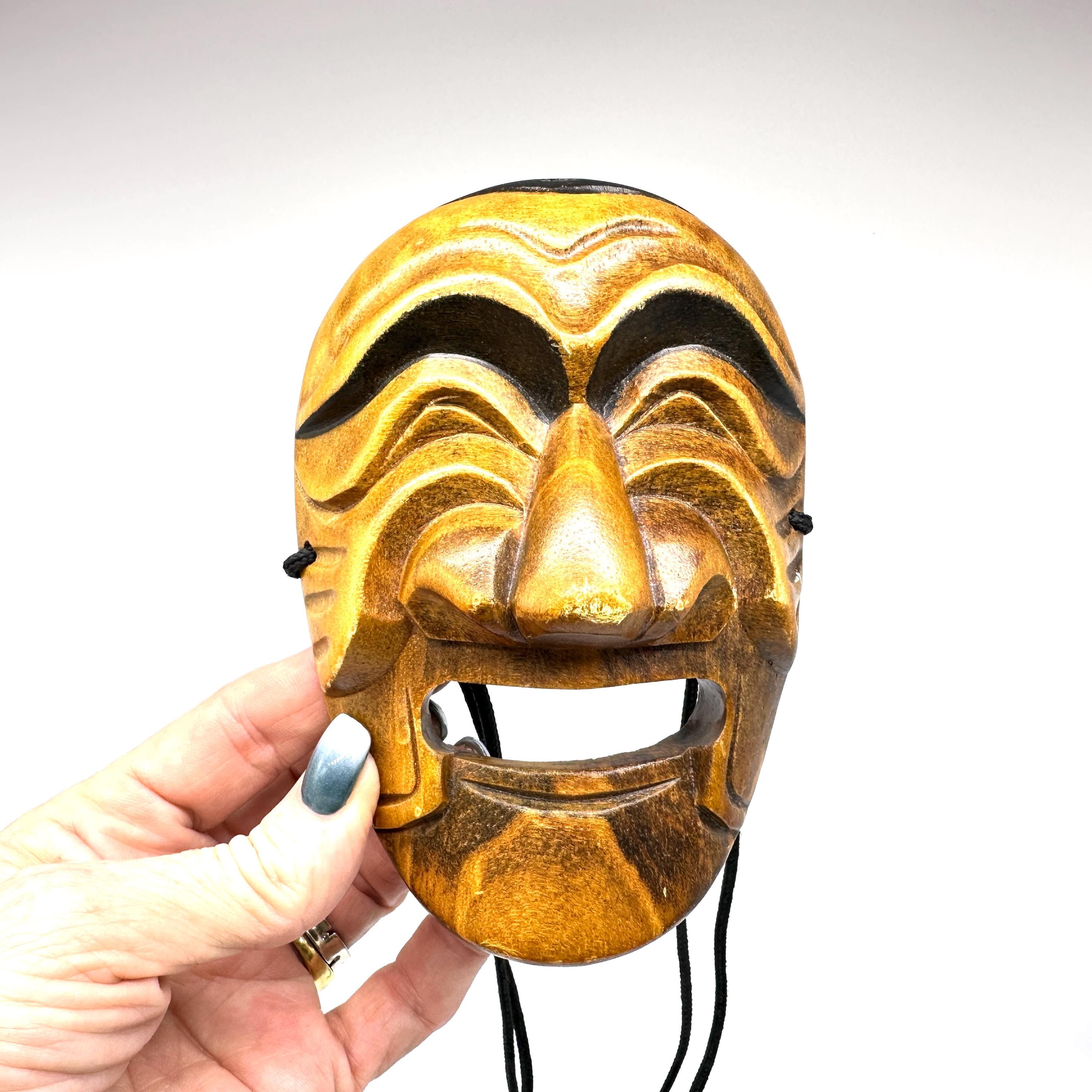 Korean Hahoe Tal Masks, Hand-carved Wooden Dance Mask Pair - Etsy