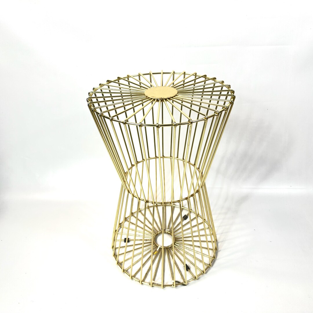 Vintage Gold Metal Wire Side Table Base, Plant Stand – 1960s Sculptural ...