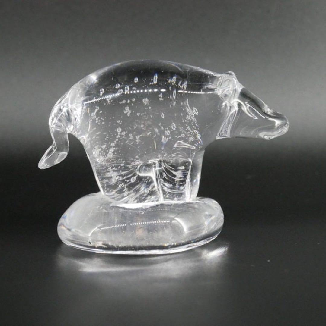 Vintage Art Glass Polar Bear Figurine Crystal Glass - Etsy