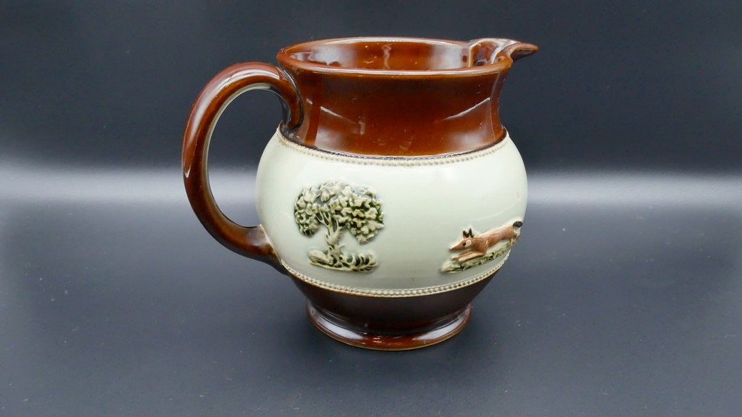 Large Vintage Denby Pottery Derby Pitcher Hunting Decor Jug Creamer ...