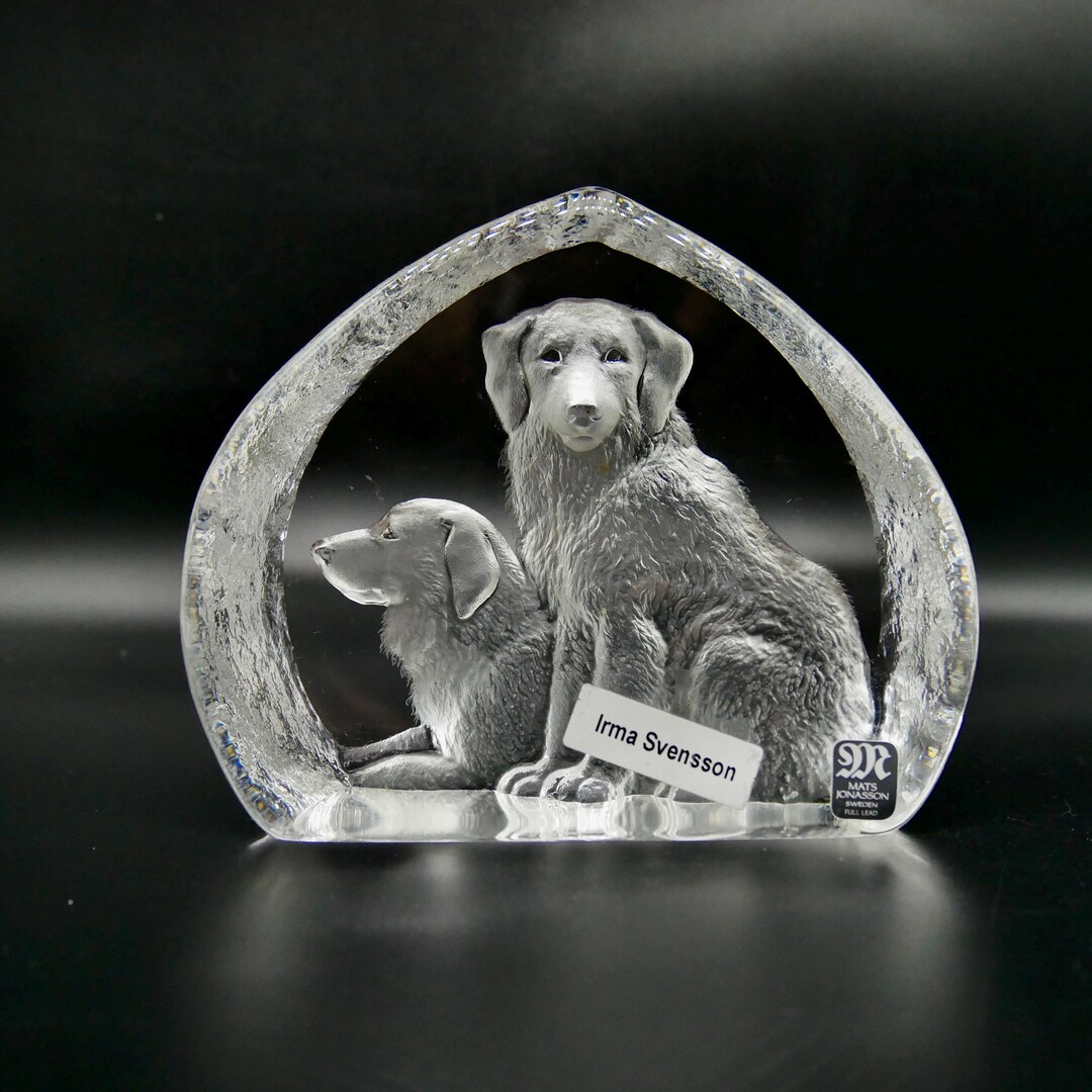 Mid Century Dogs Paperweight Mats Jonasson Crystal Glass Art Glass ...