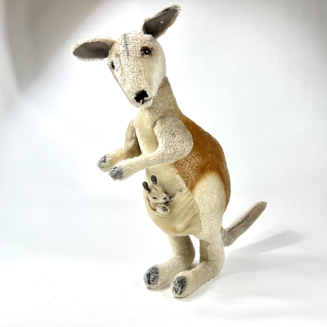 Rare Steiff Kangaroo With Joey – Large 55 Cm Vintage Mohair Plush ...