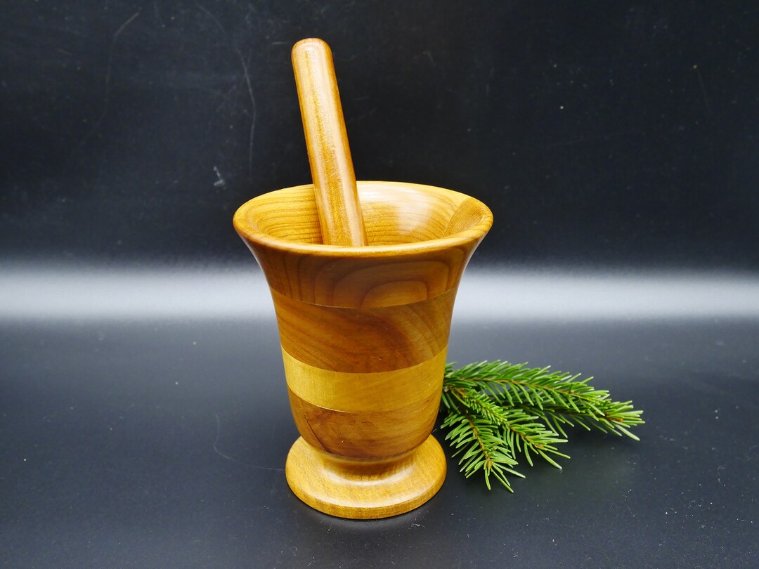 Rustic Wood Pestle and Mortar - Farmhouse Kitchen, 70s Retro. Made in ...