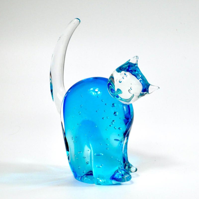 Glass Cat Figurine - Etsy