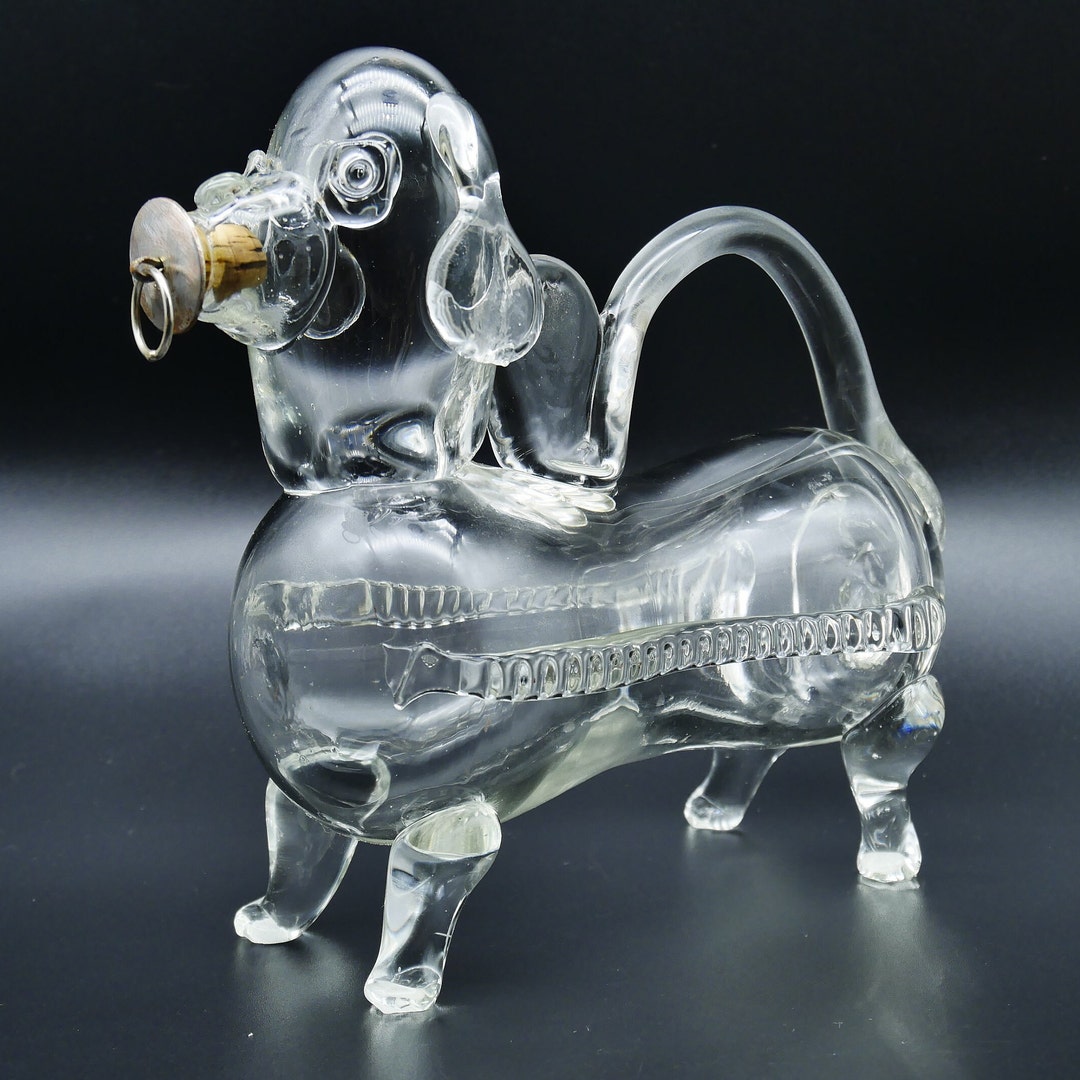 Rare Vintage Glass Dog Shaped Decanter Snaps Bottle - C.1930's ...