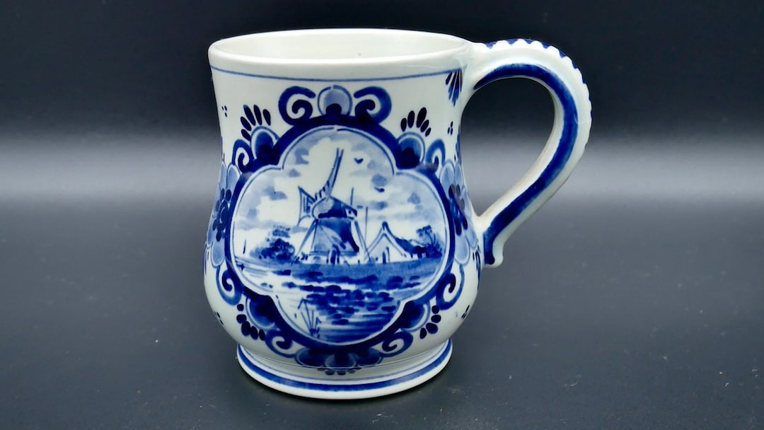 Delft Dutch Blue Pottery Holland Hand Painted Ceramic Mini Tankard Mug ...