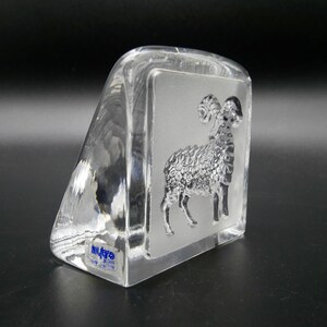 Vintage Glass Aries Zodiac Paperweight - Horoscope Symbol - Hand-etched ...