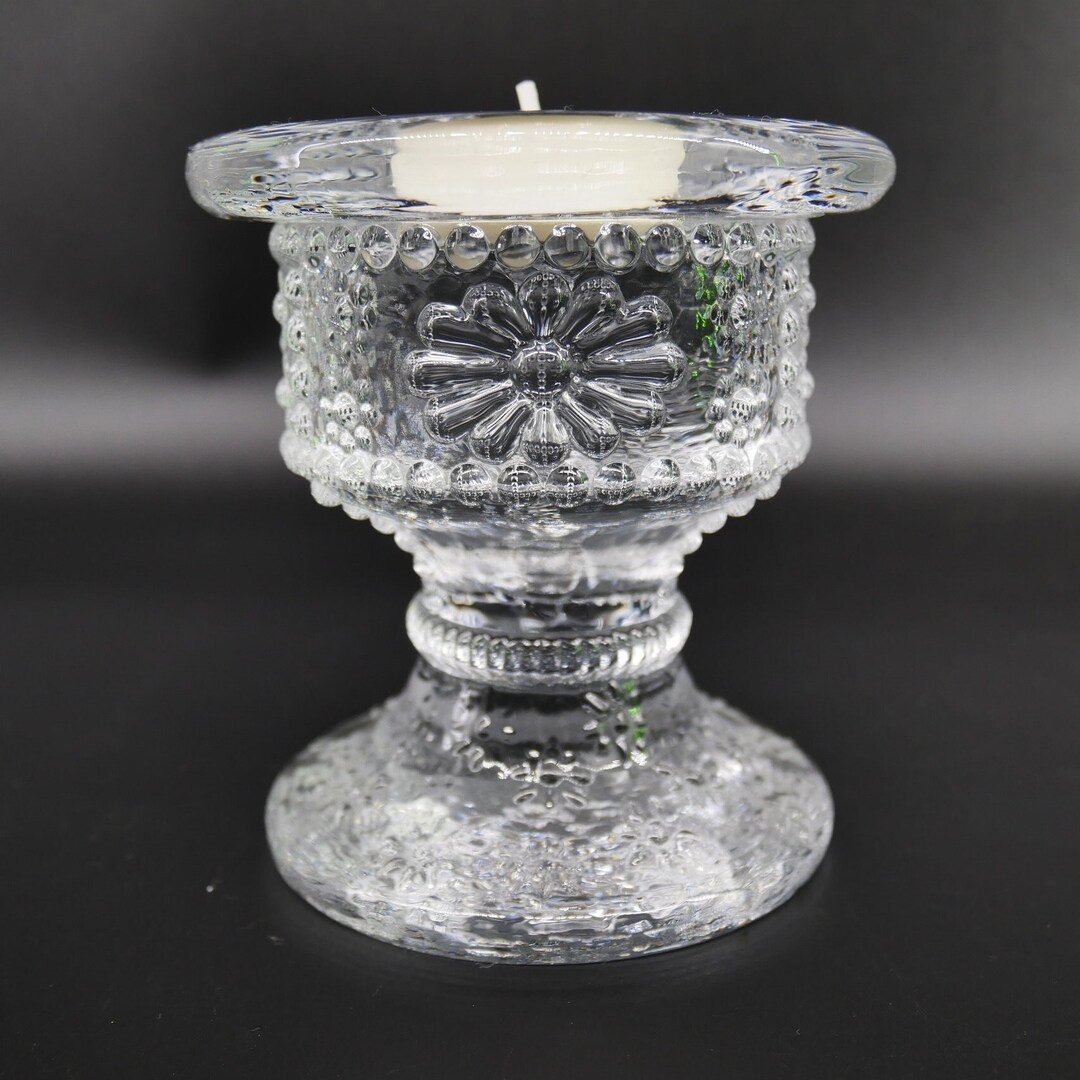 Vintage Kosta Boda Daisy Pattern Art Glass Candlestick Designed by Rolf ...
