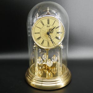 Vintage 1990s Hermle Germany Quartz Anniversary Clock Gold Tone With ...