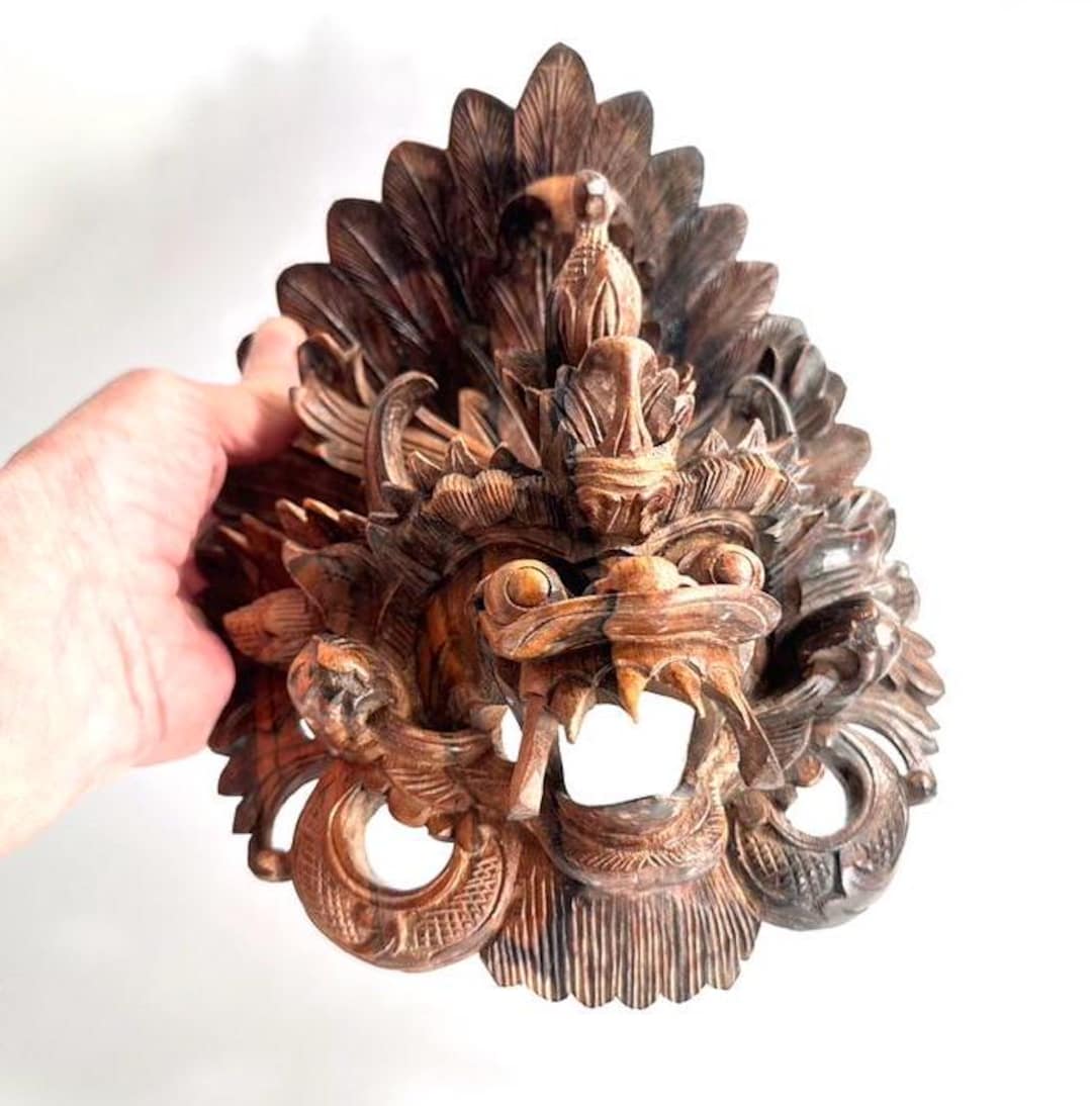 Vintage Balinese Carved Wood Barong Ket Wall Decoration Hand-carved ...