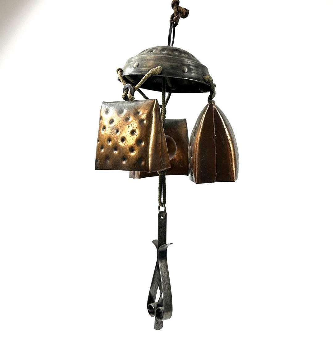 Wind Chime Copper Cow Bells – Vintage Metal & Wood Garden Decor ...