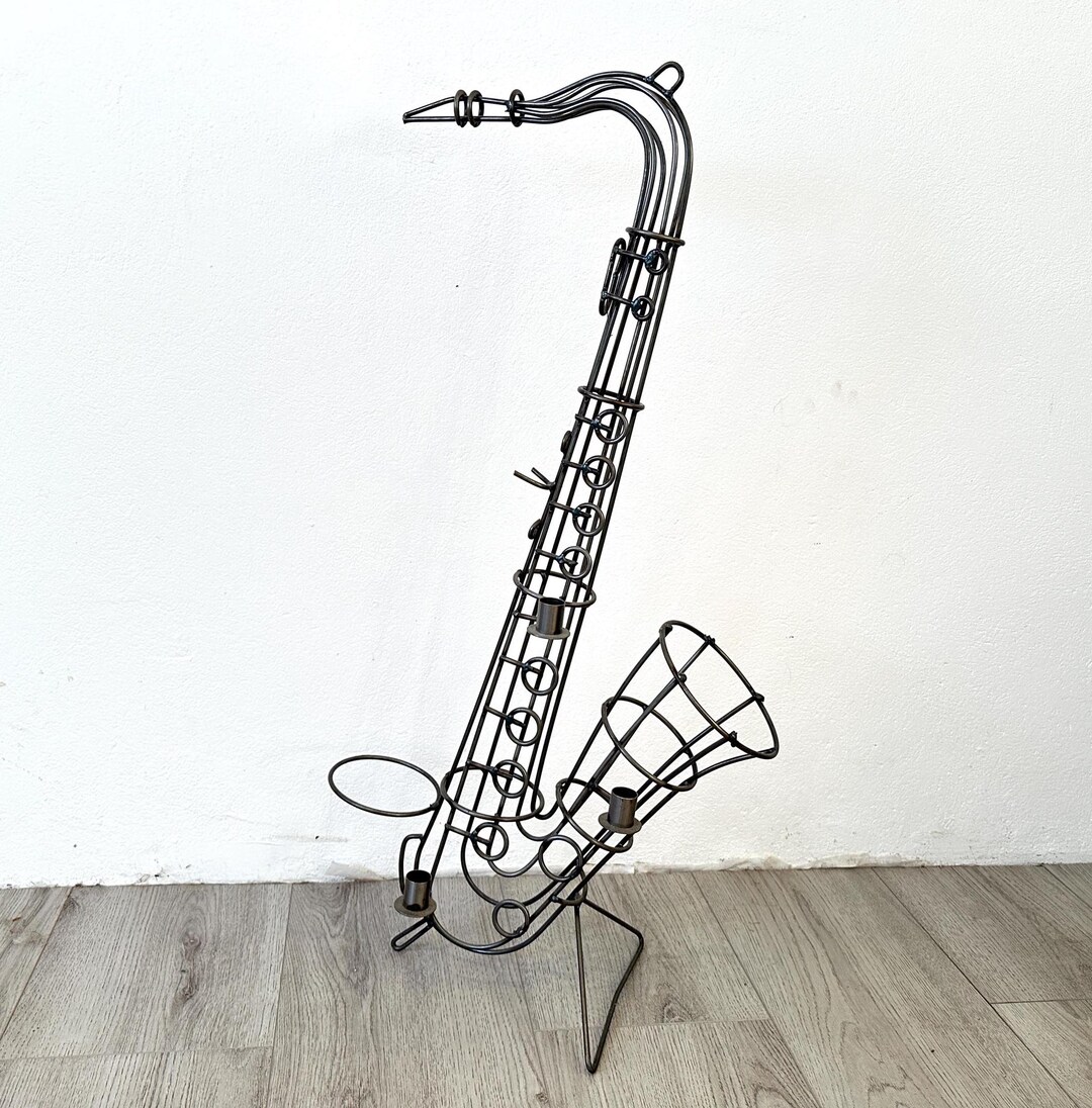 Realistic Vintage Wire Saxophone Ornament - Retro Boho Candleholder ...