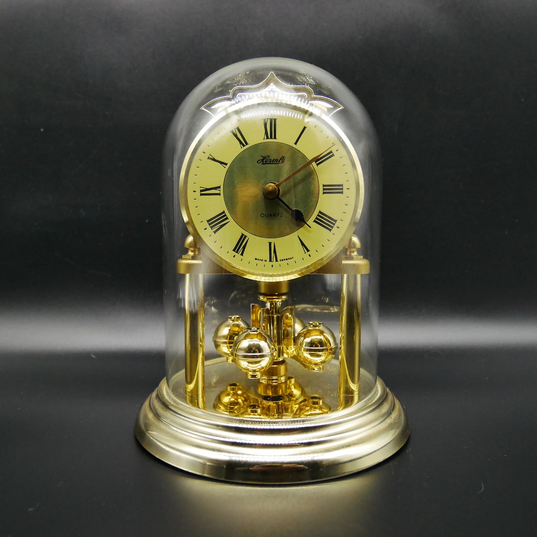 Vintage 1990s Hermle Germany Quartz Anniversary Clock Gold Tone With ...