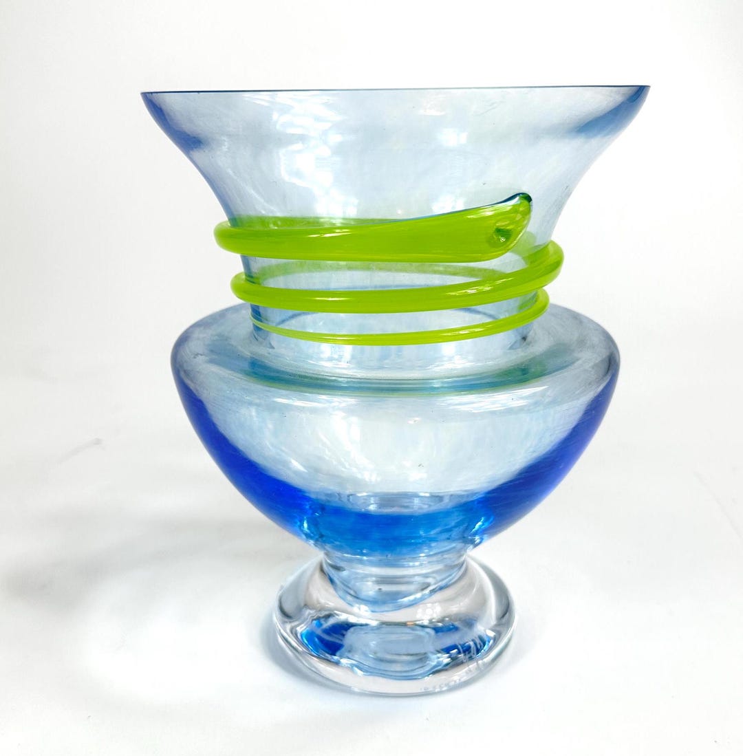 Kosta Boda Monica Backström Snake Pedestal Vase Large Blue/green ...