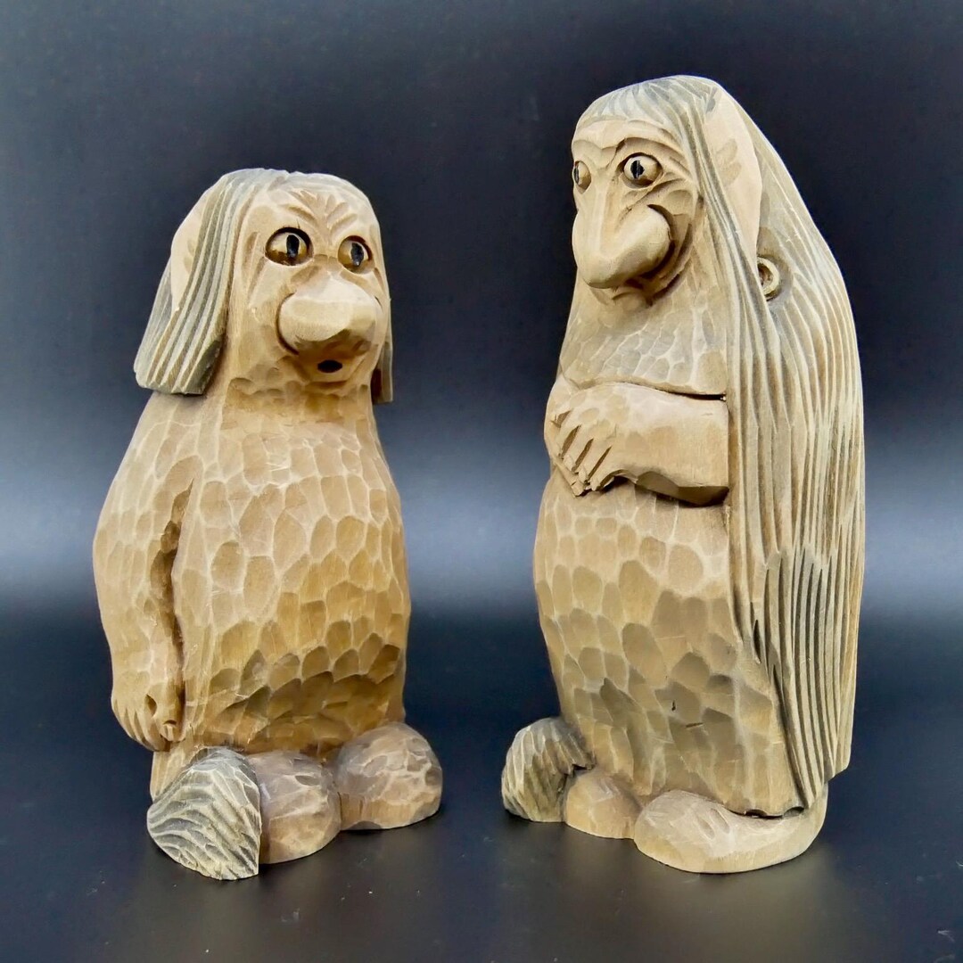Vintage Carved Wooden Trolls – 1960s Scandinavian Folk Art, 16 Cm - Etsy
