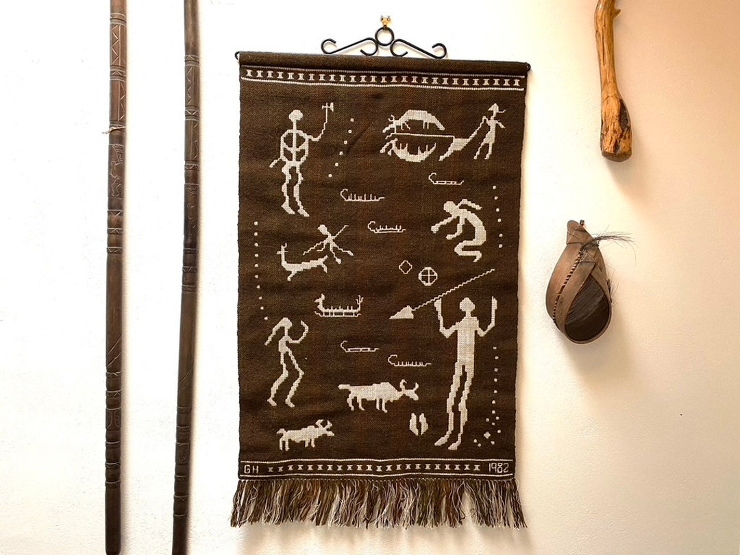 Vintage Tapestry, Handcrafted, Sami-inspired Wool Wall Hanging ...