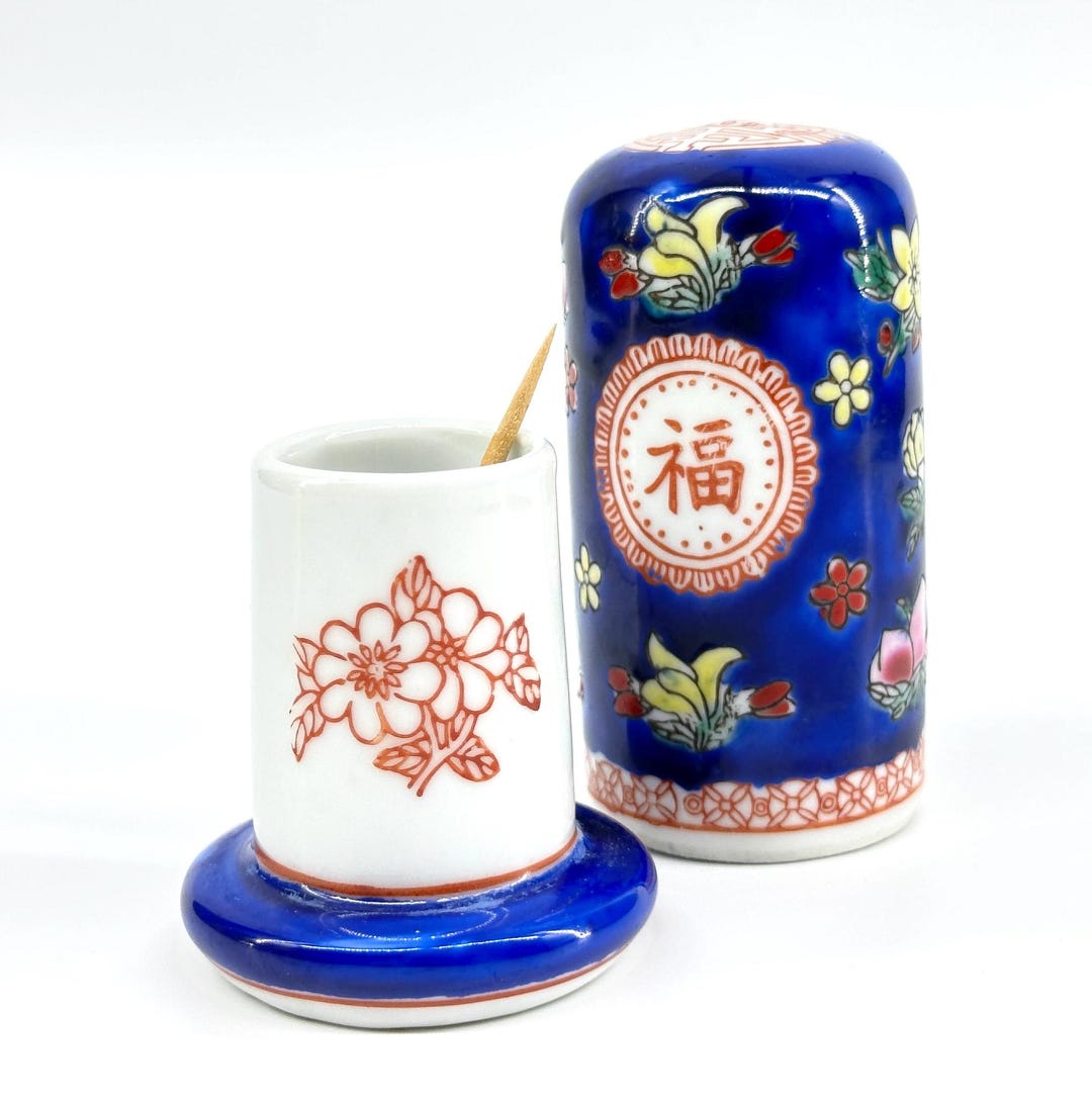 Vintage Hand-painted Chinese Porcelain Toothpick Holder With Lid ...