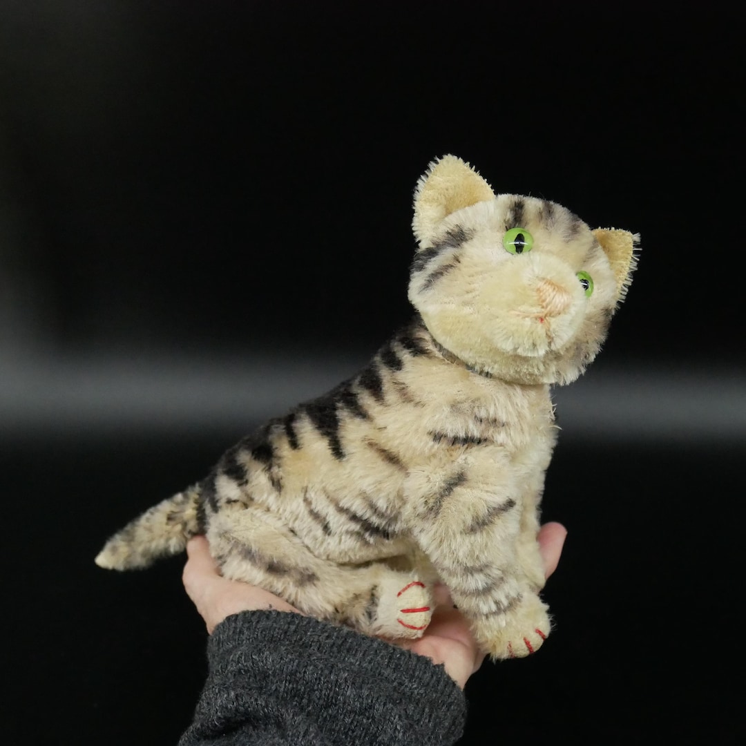 Large Vintage Steiff Tabby Cat Fully Jointed 1960s German Mohair ...