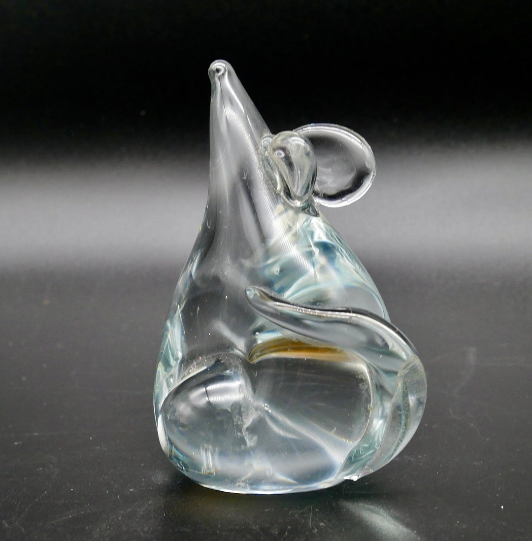 Vintage Studio Art Glass Mouse Figurine Ornament - Mid Century Animal ...