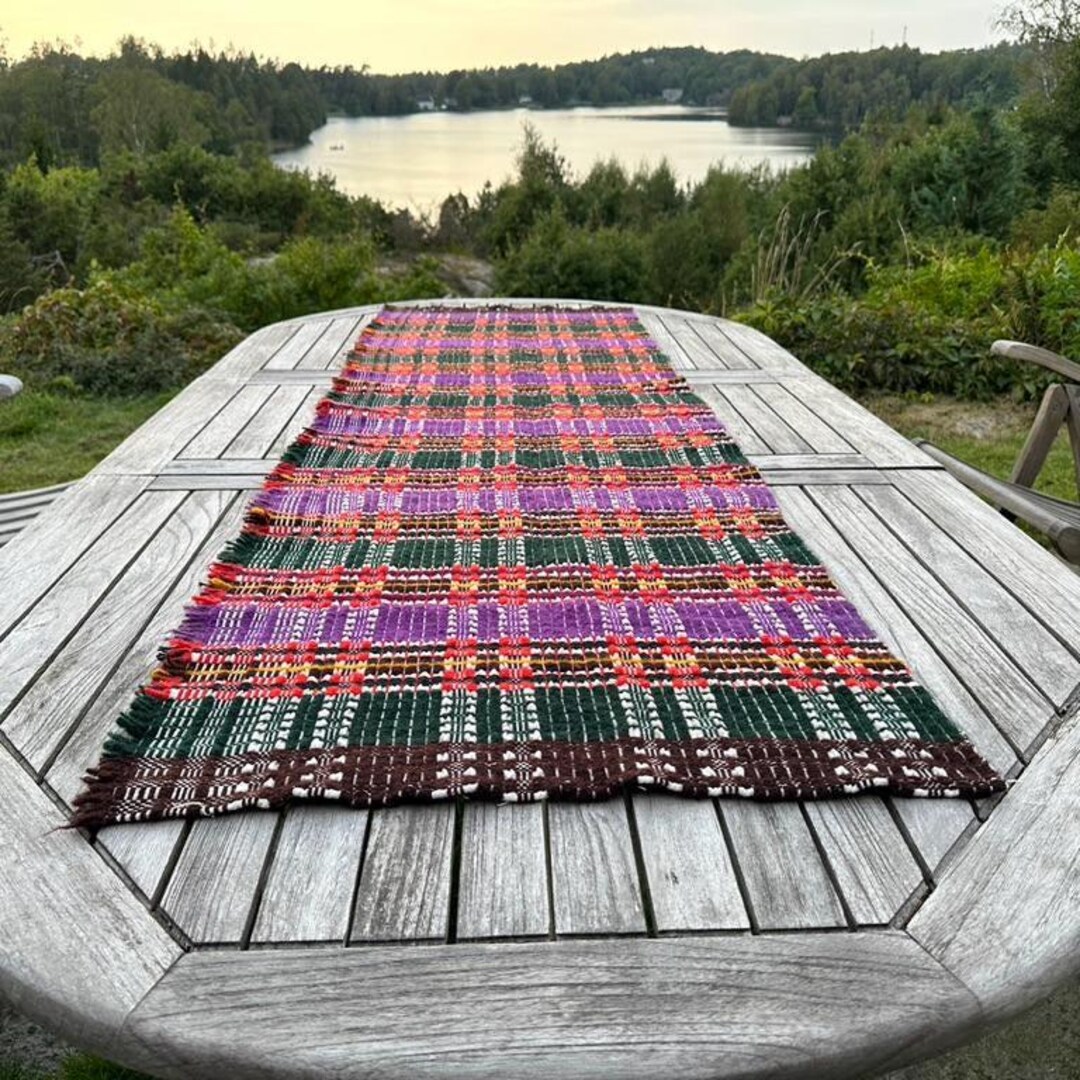 Swedish Woven Table Runner, Scandinavian Overshot Weave - Etsy