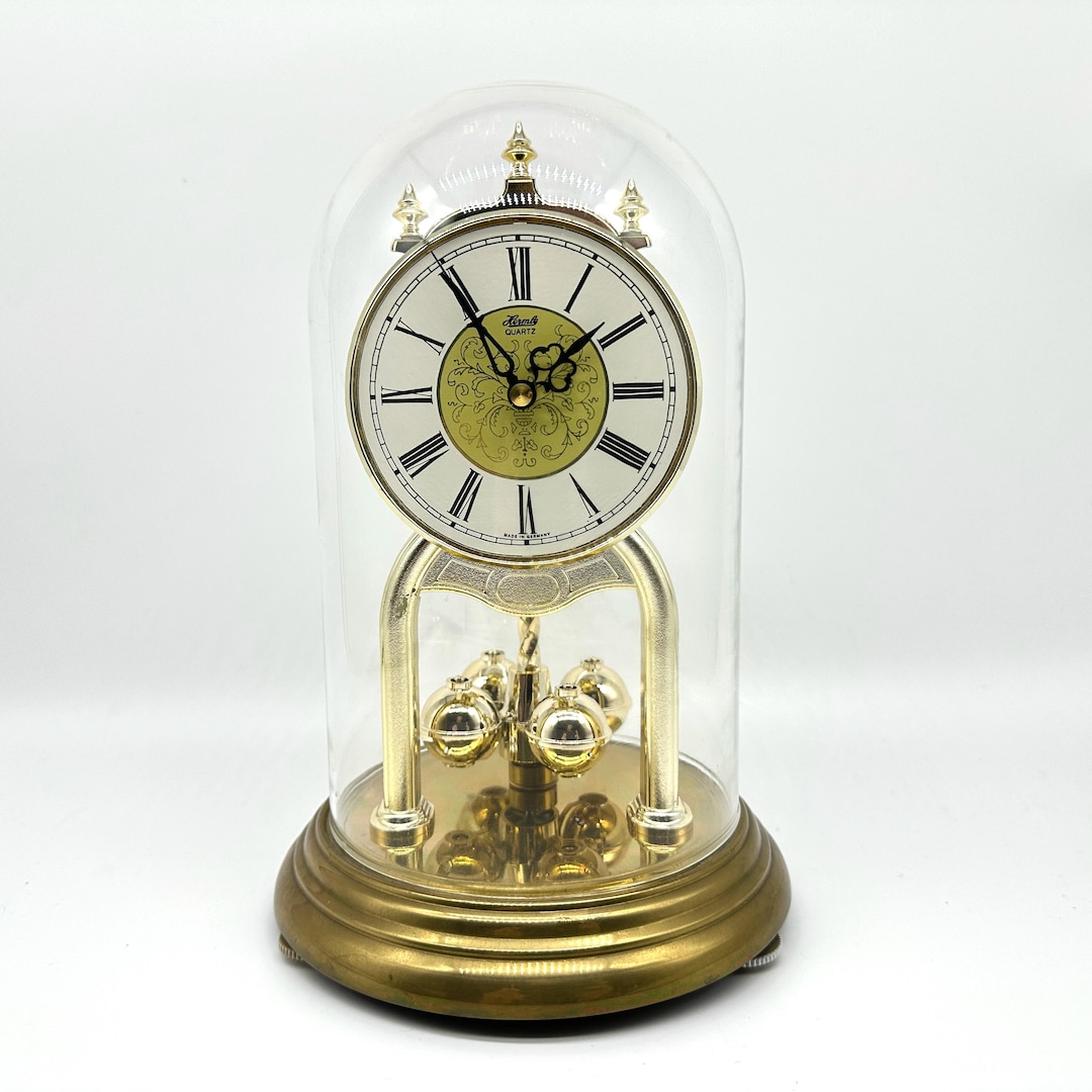 Vintage 1990s Hermle Germany Quartz Anniversary Clock Gold Tone With ...