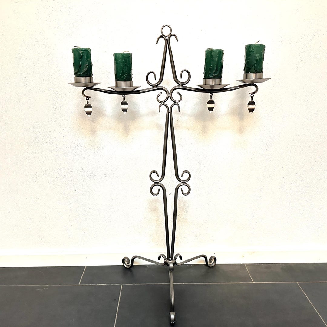Vintage Floor Standing Candle Holder – Gothic Style Rustic Brushed ...