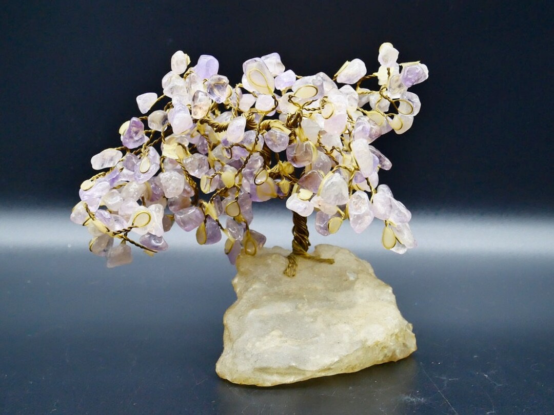 Handmade Gem Bonsai Tree With Amethyst Leaves on Crystal - Etsy